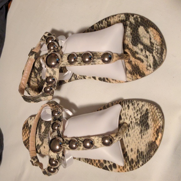 Sashu | Shoes | Vintage Y2k Sashu Tan Snake Print Strappy Thong Sandals ...